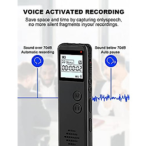 64GB Digital Voice Recorder with Playback, Langkou 1536Kbps Voice Activated Recorder for Lectures, Tape Recorder 776 Hour Audio Recording Device, A-B Repeat, MP3 Player Study, Business, Entertainment