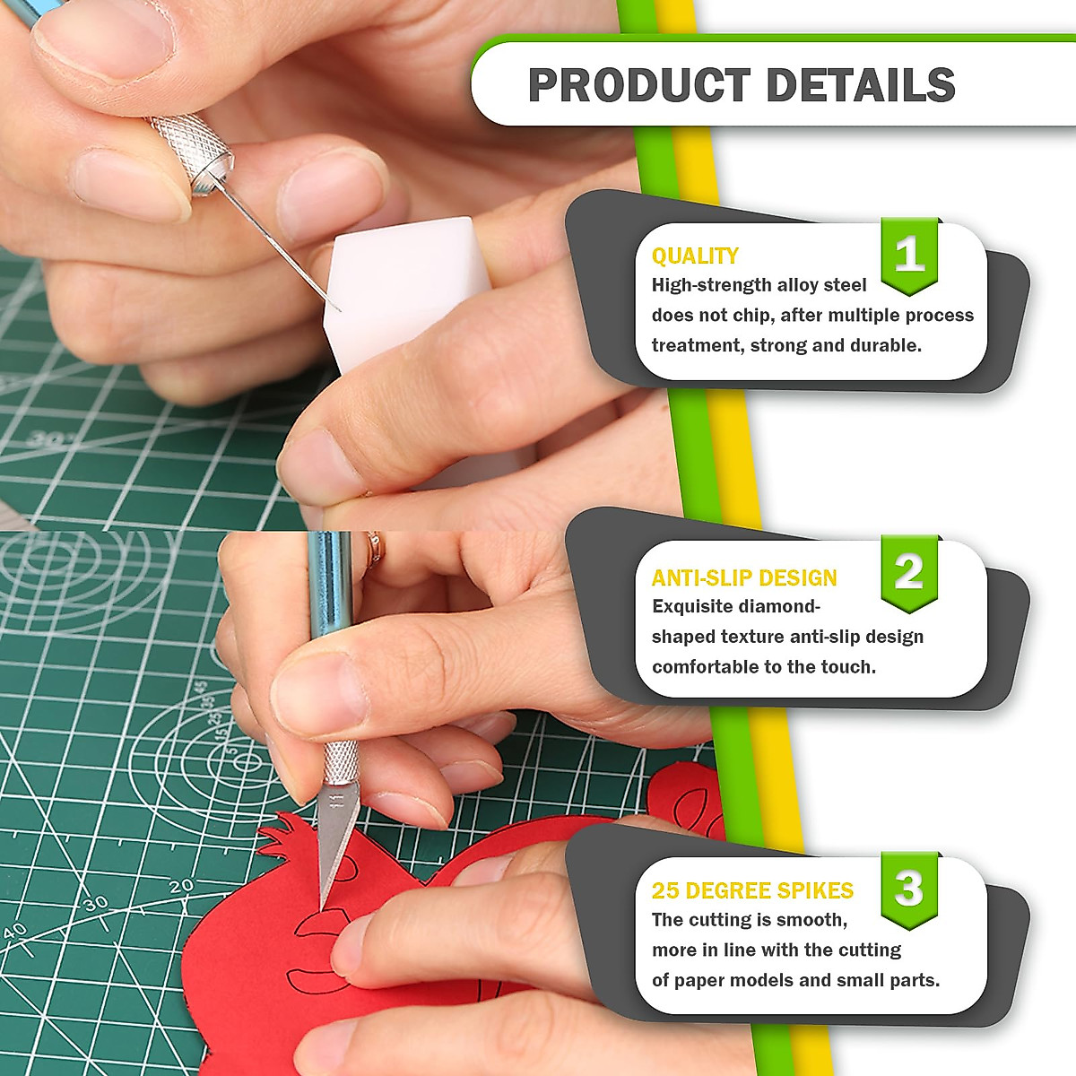 Keadic 30Pcs Exacto Knife with Extra High Carbon Steel Blades, Precision Hobby Knife with Aluminum Body, Utility Knife Kit Craft Knife Set for Scrapbooking Trimming Carving Stencil