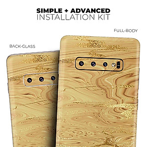 DesignSkinz Molten Gold Digital Foil Swirl V3 Protective Vinyl Decal Wrap Skin Cover Compatible with The Samsung Galaxy S20 (Screen Trim & Back Glass Skin)
