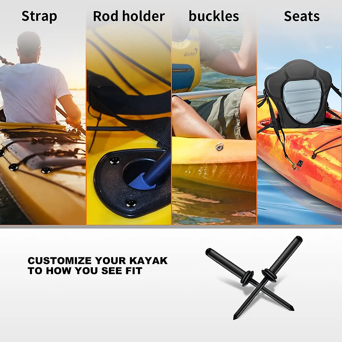 3/16" x 1" Tri Grip Rivets - 50PCS - Tri-fold Marine Decorative Pop Rivets with Waterproof O Rings,Tri-Grip Rivets for Boat Canoe,Aluminum Blind Rivets Tri Grip Boat Kayak Rivets,Trifold Rivets