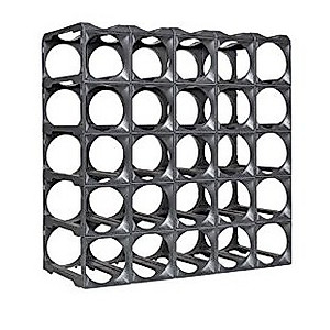 Stackable Modular Wine Rack - 30 Bottle Set (25 modules, 5 top Plates) Silver. Store up to 30 Bottles. Great for organizing and Creating Storage Space. by Stakrax