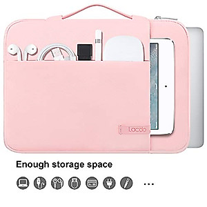 Lacdo Laptop Sleeve for Women, Laptop Sleeve Case for 13 inch New MacBook Air M2 A2681 M1 A2337 A2179 | 13 inch New MacBook Pro M2 M1 A2338 A2251 A2289 A2159 | 12.9" New iPad Pro Computer Bag, Pink