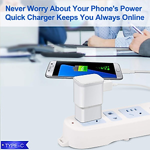 Adaptive Fast Charger Kit with USB Type C Cable【5 ft】 Fast Charging Wall Charger Block Compatible with Samsung Galaxy S21/S21 Ultra/S20/S20+/S10/S10e/S9/S8/S8Plus/Edge/Active/Note 8/9/10/20 (2 Pack)