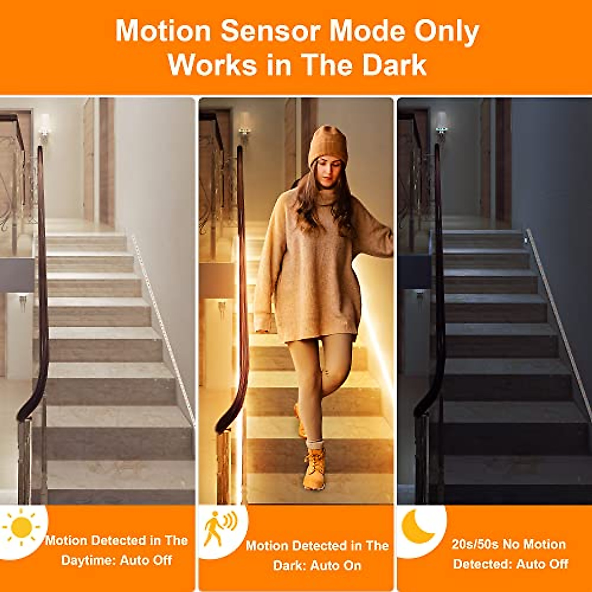 LAFULIT 10 PCS Under Cabinet Lights Kit, Motion Sensor LED Strip Lights with Remote, Dimmable and Timer Warm White Counter Lights for Kitchen Cabinets, Cupboards, Closets, Stairs, Shelf, Desk, and Bed