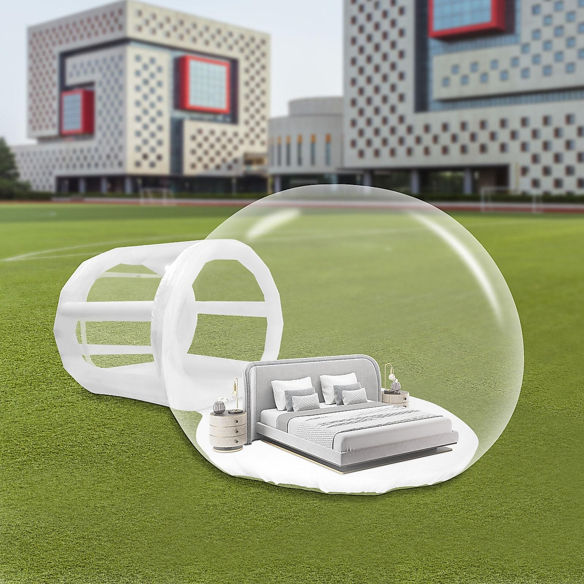 Inflatable Bubble House Bubble Tent with 350w Air Blower, PVC Commercial Outdoor Transparent Room Bubble Tent for Camping, Parties, Garden Picnic(118" Diameter, 78" Tunnel)