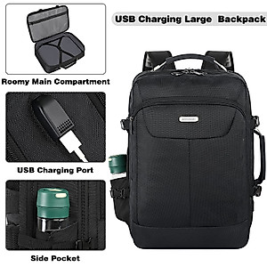 JCDOBEST Carry on Backpack, Extra Large 50L Airline Approved TSA Travel Backpacks with 3 Packing Cubes for Women Men, USB Charging Expandable Overnight Luggage Daypack Business Suitcase Backpack