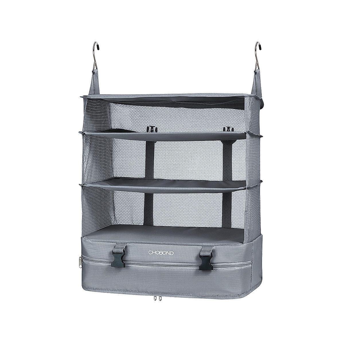 CHOBOND Travel Luggage Organizer Portable Hanging Travel Shelves Bag Multiple Compartments Packing Cube Organizer for Carry on Closet Suitcase Gray