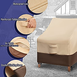 Lafaso Patio Chair Cover for Outdoor Furniture, 600D Heavy Duty Oxford Cloth Chair Covers Waterproof, Heavy Duty Deep Seat Outdoor Chair Cover Set of 4 (Beige/Brown, Large)