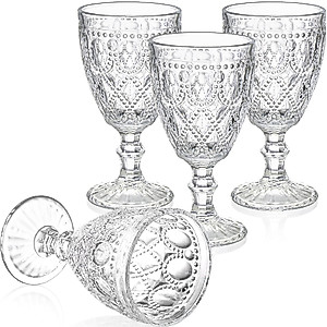 Yesland 4 Pack Classic Goblet Party Glasses - 12 Oz Goblet Trestle Glassware Wine Glasses Goblets - Beverage Stemmed Glass Cups for Wine, Soda, Juice in Dinner Parties, Bars, Restaurants