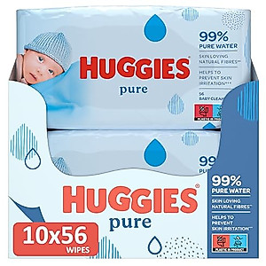 Huggies Pure Baby Wipes - 10 x Packs of 56 (560 Wipes)