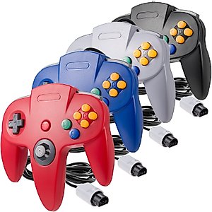 4 Pack Classic 64 Controller, suily Game pad Joystick for 64 - Plug & Play (Non PC USB Version) (Black/Gray/Red/Blue)