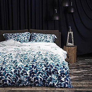 MILDLY 100% Egyptian Cotton Duvet Cover Set 3pcs Printed Bedding Set with Zipper Closure & Corner Ties - Nero (1 Duvet Cover, 2 Pillow Shams)