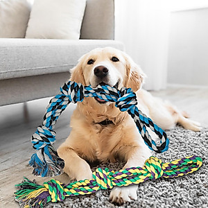 TUAHOO Heavy Duty Dog Rope Toy for Large Breed, Indestructible Dog Toy for Aggressive Chewers, 100% Cotton Tough Rope Chew Toy, Tug of War Dog Pull Rope for Boredom, Teeth Cleaning (2 Pack,780g)