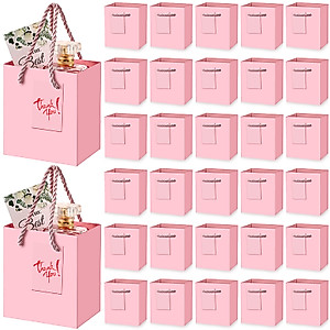 50 Pcs Mini Gift Bags Bulk Paper Bags with Gift Tags Small Paper Gift Bags with Handles for Valentine's Day Birthdays Baby Showers Weddings Party Favors Supplies 4 x 2.75 x 4.5 Inch