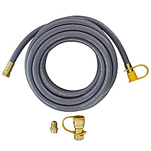 BISupply Natural Gas Grill Hose, 24ft - Flexible Gas Line Quick Connect Gas Hose 3/8in Female Flare to 1/2in Male Flare