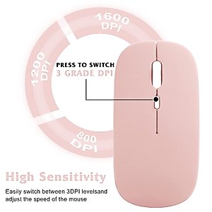 UrbanX Bluetooth Rechargeable Mouse for Dell Latitude 7400 Laptop Bluetooth Wireless Mouse Designed for Laptop/PC/Mac/iPad pro/Computer/Tablet/Android Flamingo Pink