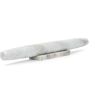 Marble French Rolling Pin for Baking Pizza Dough, Pie & Cookie With Stand - Nonstick Essential Kitchen utensil tools gift ideas for bakers 16" inch Pins (White Marble)