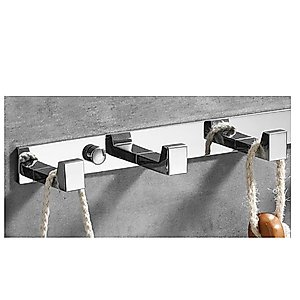 GXFC Brass Chrome Coat Rack Wall Mounted with Hooks, Modern Heavy Duty Coat Hook Rail, Robe and Towel Hooks Rack for Bathroom, Entryway, Mudroom, Hats Febuoius (355mm)