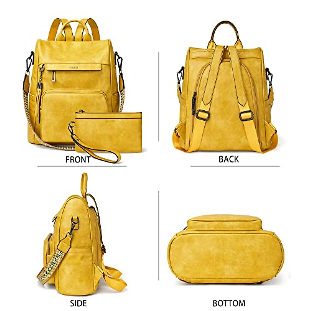 Shrrie Backpack Purse for Women PU Leather Anti-Theft Travel Backpack Purse Fashion Ladies Shoulder Bag with Tassel