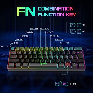 SELORSS Gaming RGB Wired Keyboard and Mouse Combo - USB Gaming Keyboard Compact 61 Keys RGB LED Backlit & Gaming Mouse 6400 DPI - Wired Switch Contoller for Nintendo,Windows PC Gamers,PS4-4 in 1