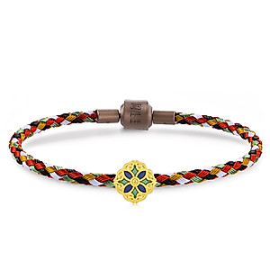 CHOW SANG SANG 999 24K Solid Gold Cultural Four-Shaped Cloud Mini Charm Bracelet for Women 92671C (Gold, 17 CM) (gold)