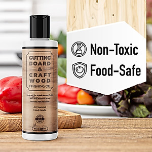 Craft Wood Finishing Oil + Conditioner - 8oz Food-Safe Wood Oil With Citrus Scent - Made in USA - Natural Mineral Oil for Cutting Board, Butcher Block, Kitchen Utensils - Oil + Seal Wood Burned Crafts