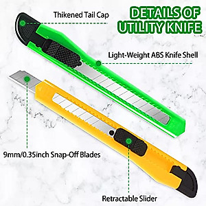 TIFICAL 12 PCS Box Cutter, Utility Knife 9mm Wide Snap-Off Blades, Box Cutter Retractable for Cutting Cardboard Boxes, Compact Box Knife, Box Opener, Exacto Knife for Home, Office, Craft, DIY, Hobby