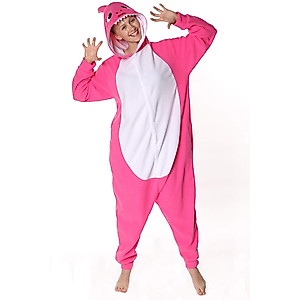 Markest Onesie Unisex Adult Pajamas Animal Rose Red Shark Cosplay Costume Sleepwear,M