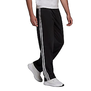 adidas Men's Essentials Warm-up Open Hem 3-stripes Tracksuit Bottoms, Black/White, X-Large/31" Inseam