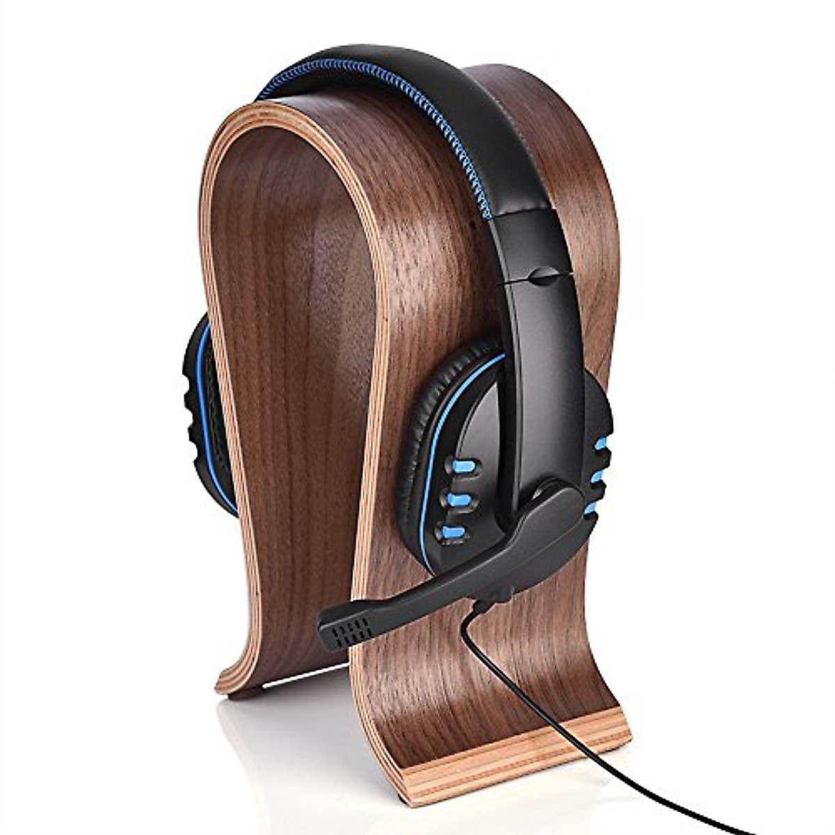 Jacksking Headset Hanger, U Shape Wood Headphones Stand Holder Hanger Wooden Headset Desk Display Shelf Rack, Headphones Stand
