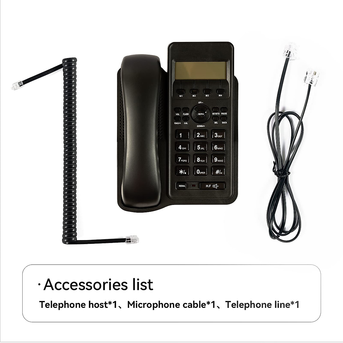 Corded Telephone Landline Telephone, Dual Interface Wired Telephone Big Button Landline Phones with Caller Identification Suitable for Office, Front Desk, Home, Hotel, Corded Landline (Black)