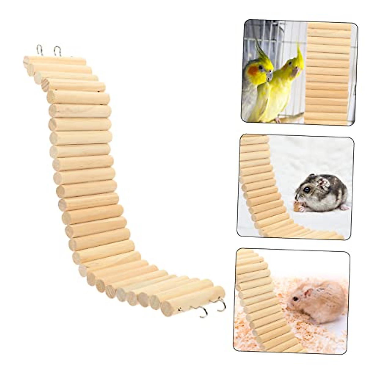 IFANLANDOR Ladder Fence Parrot Climbing Ladder Guinea Pig Hideout Rat Ladder Rat Bendy Bridge Gerbil Hamster Climbing Ladder Small Animals Wood Ladder Hamster Ladder Toy pet Chinchilla Wooden