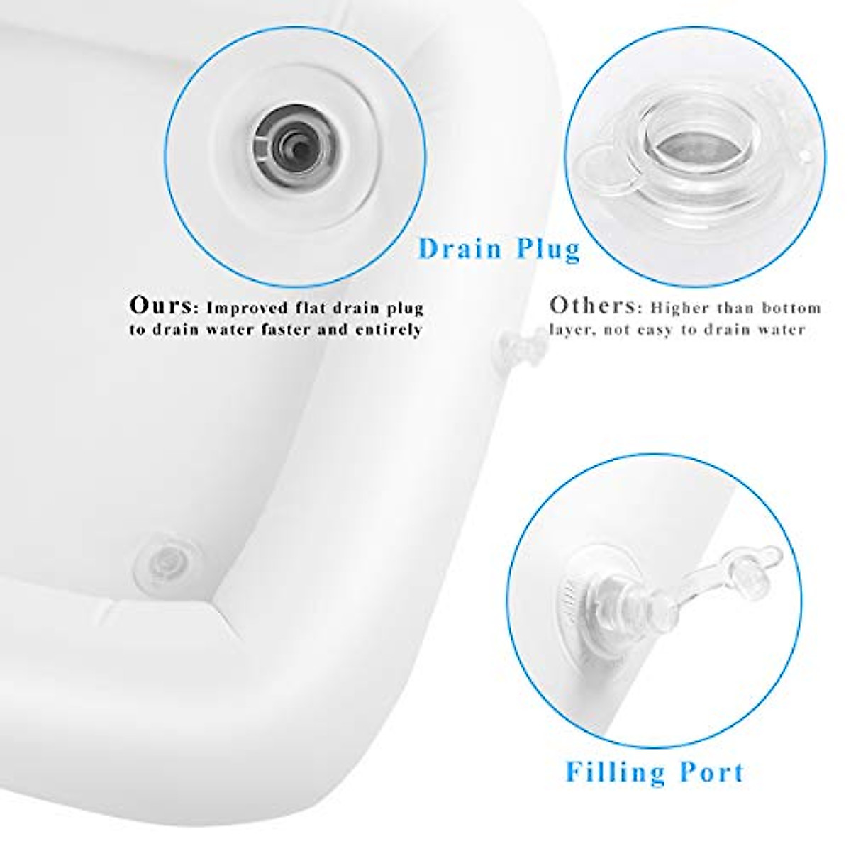 HEMOTON 2PCS Inflatable Serving Bars with Drain Plug - Food Drink Salad Buffet Tray with Mesh Food Cover for Indoor and Outdoor Party Pool Picnic Luau