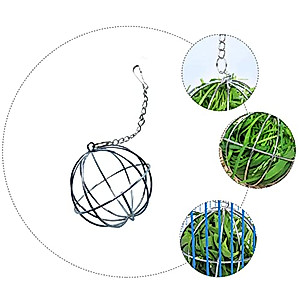 Balacoo 3 Pcs Rabbit Grass Ball Bop It Toy Chinchilla Hay Parrot Toys Guinea Pig Hay Rack Hanging Hay Manger Hay Food Bin Feeder Pet Toy Feed Dispenser Toy Hamster Toy Chicken Metal Silver