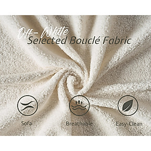 Jocisland 118 Inch Sectional Couch, 3 Seats Modular Sectional Sofa- Adjustable Arm and Backrest, Modern Sofa- Comfy Couches for Living Room, Off-White Bouclé