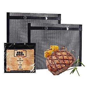 Zorestar BBQ Mesh Grill Bag-Reusable Grill Pouches 3-Pack Large Non-Sticking Grilling Pouches for Outdoor: Heat-Resistant, Nonstick, Dishwasher Safe Grilling Accessories for Cooking, Barbecue, Smoker