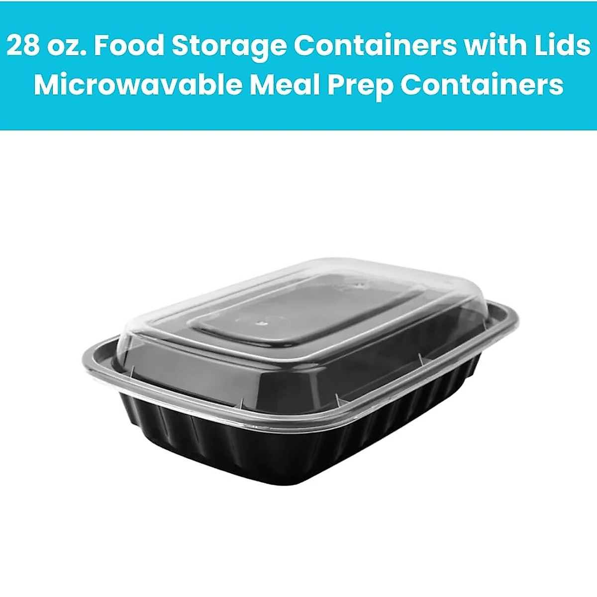 Generic ASK WHOLESALE 28 oz Food Storage Containers With Lids, Meal Prep Containers, Plastic Long-lasting Containers, 50 Pcs Microwavable Reusable Food Containers with Lids, Lunch Box, Black, AW6788
