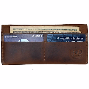 Hide & Drink, Minimalist Dual Folio Wallet Handmade from Full Grain Leather (Bourbon Brown)