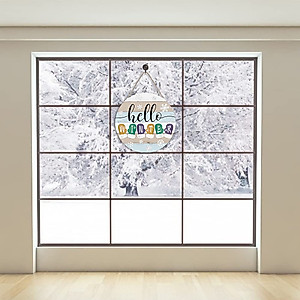 CHDITB Hello Welcome Winter Door Sign Decoration(12"x12"), Round Colourful New Year Wall Hanging Decor with Snowflake Gloves Mitten, Rustic Christmas Holiday Door Hanger for Front Porch Farmhouse