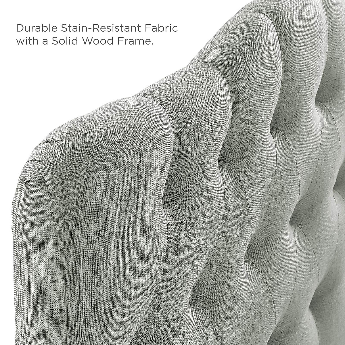 Modway Annabel Tufted Button Linen Fabric Upholstered Queen Headboard in Gray