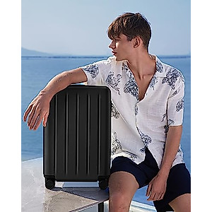 NINETYGO Carry on Luggage, Airline Approved, 22-Inch Hard-Shell Suitcases with Spinner Wheels for Travel, Kids Luggage for Boys, 22 X 14 X 9 Inches (Midnight Black)