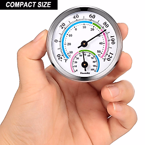 Weewooday 3 Pieces Mini Thermometer Hygrometer Indoor Outdoor Thermometer Temperature Humidity Monitor Gauge Temperature Monitor for Home Wall Room Incubator Tank (Silver)
