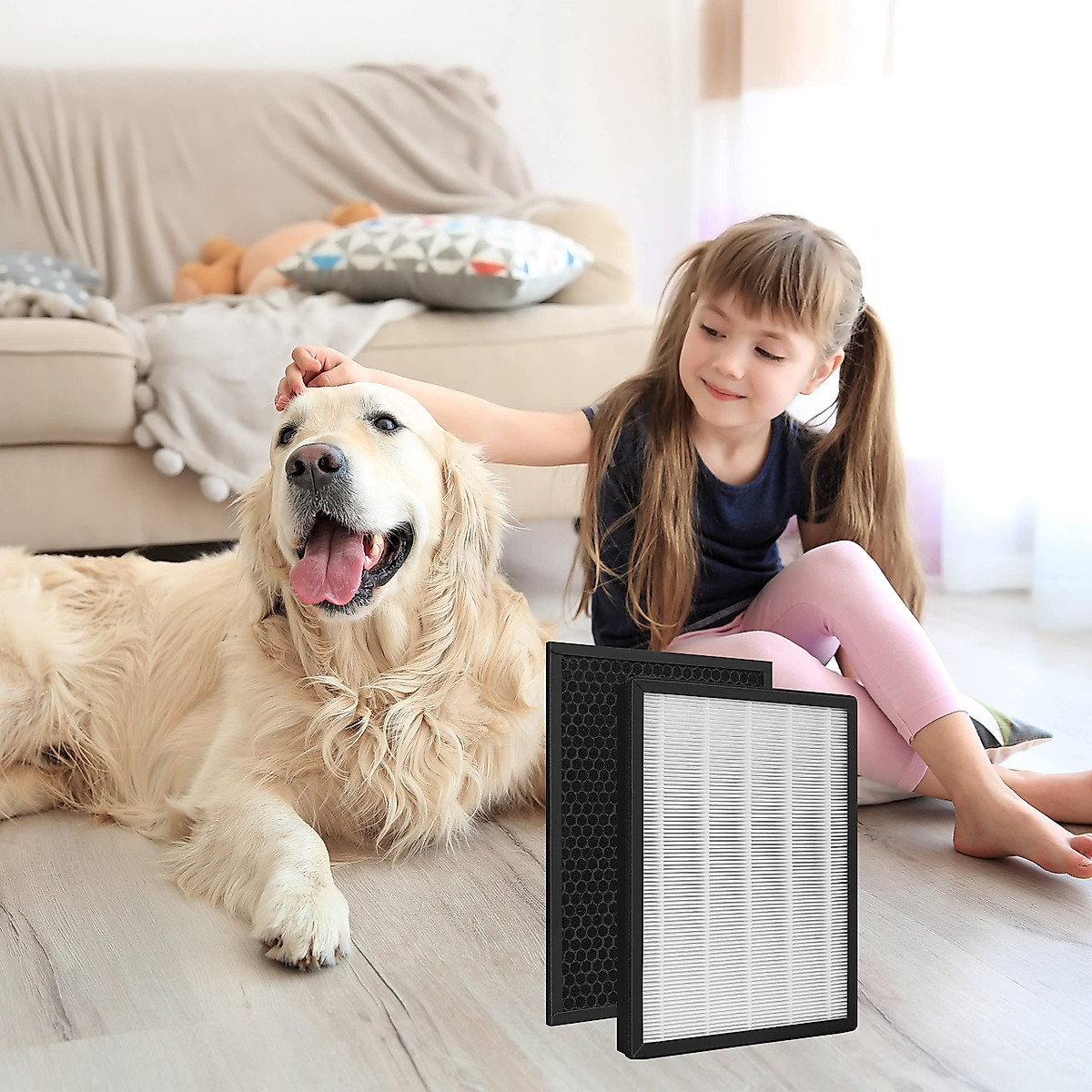 Nyingchi AP-B102 H13 True HEPA Replacement Filter，Compatible with Alexapure Breeze AP-B102 and 3049 Air Purifiers，1Replacement Filter Kit (1HEPA+1Carbon)