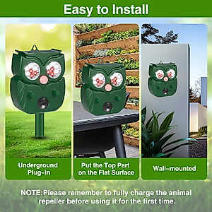 2Pcs Ultrasonic Animal Repellent Outdoor Solar Animal Repeller with Motion Sensor Cat Repellent Outdoor Waterproof to Scare Raccoon Fox Rabbit Deer Squirrel Skunk Repellent for Yard Garden (NO.3)