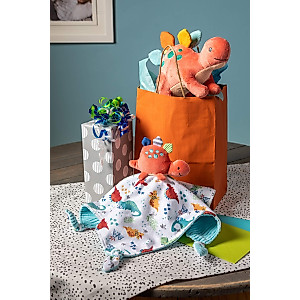 Mary Meyer Pebblesaurus Stuffed Animal Security Blanket, 13 x 13-Inches, Coral Dinosaur