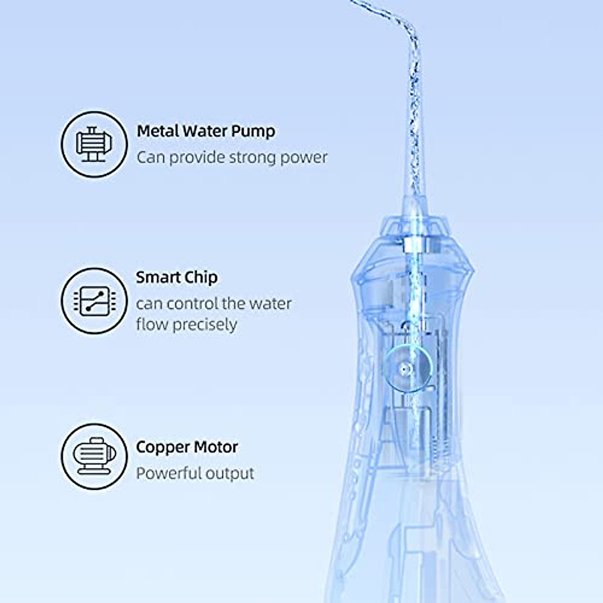 SEAGO Water Flosser Professional Water Pick Teeth Cleaner for Teeth - 3 Modes 5 Jet Tips IPX7 Waterproof Rechargeable Dental Oral Irrigator, Portable for Home & Travel (White)