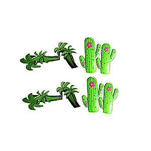 4 Set (8 Ct) 2X Cactus / 2X Coconut Beach Towel Clips Jumbo Size for Beach Chair, Cruise Beach Patio, Pool Accessories for Chairs, Household Clip, Baby Stroller