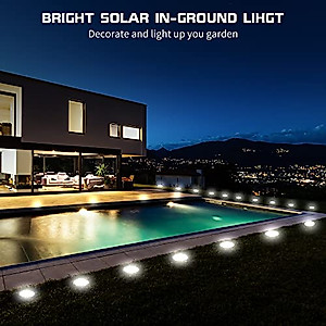 Ofheire Solar Ground Outdoor Lights, 12Pack 8 LED Solar Garden Lights, Disk Lights Waterproof Landscape Lighting for Patio Pathway Lawn Yard Deck Driveway Walkway