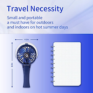 TECSONAR-US(Store) Portable Handheld Misting Fan, Personal Mister Fan W/ 7 Colorful Night Light, Spray Water Mist Fan for Travel, Outdoors, Hiking, Camping (Royal Blue)