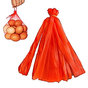 100Pcs Reusable Mesh Nylon Netting with Loop-Style Closures, 20 Inch Red Reusable Nylon Mesh net Produce Grocery Toys Fruits Vegetables Storage Poly Bags, Seafood Bag (20 Inches, Red)